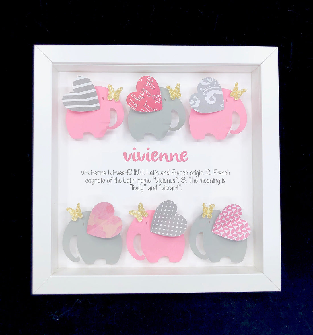 Personalized Baby Girl Name Frame with Paper Elephants – Paint & Paper ...