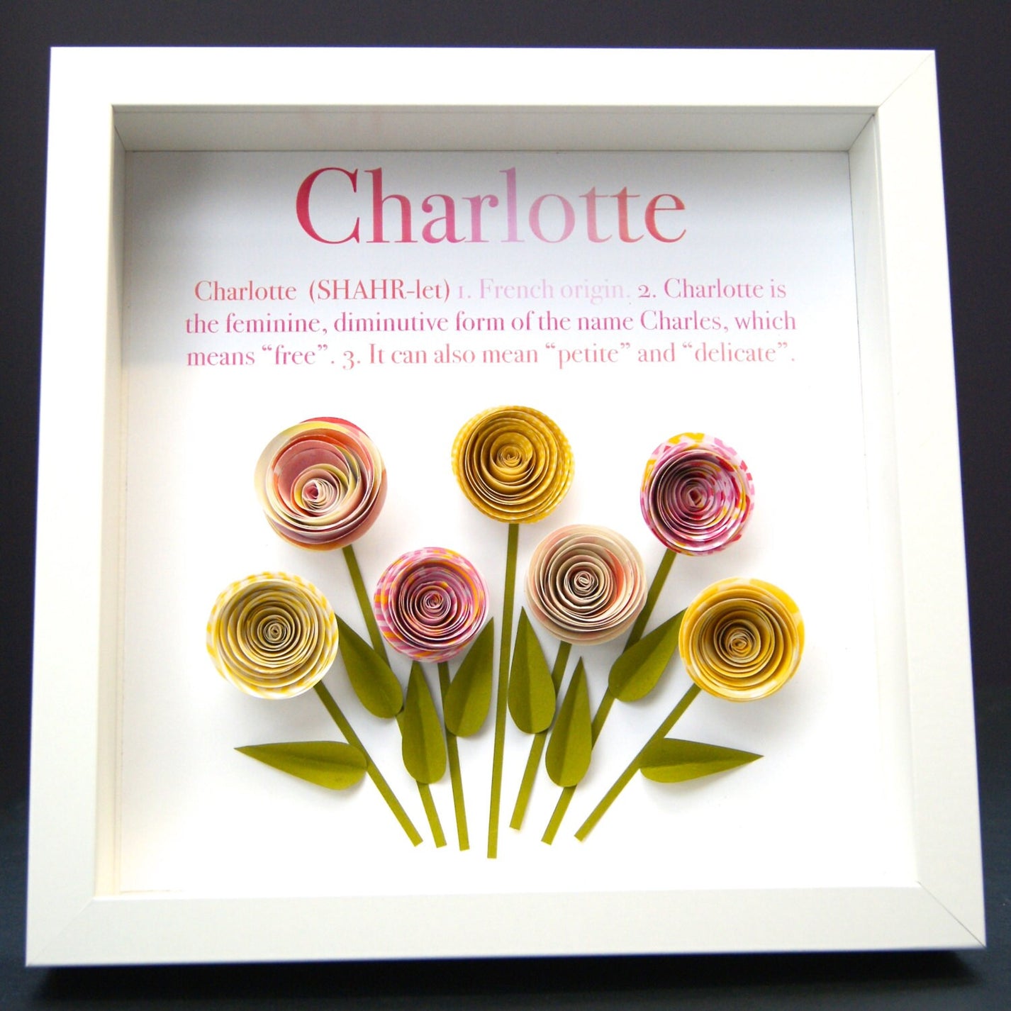 Baby Girl Name Frame with Paper Roses – Paint & Paper Craft
