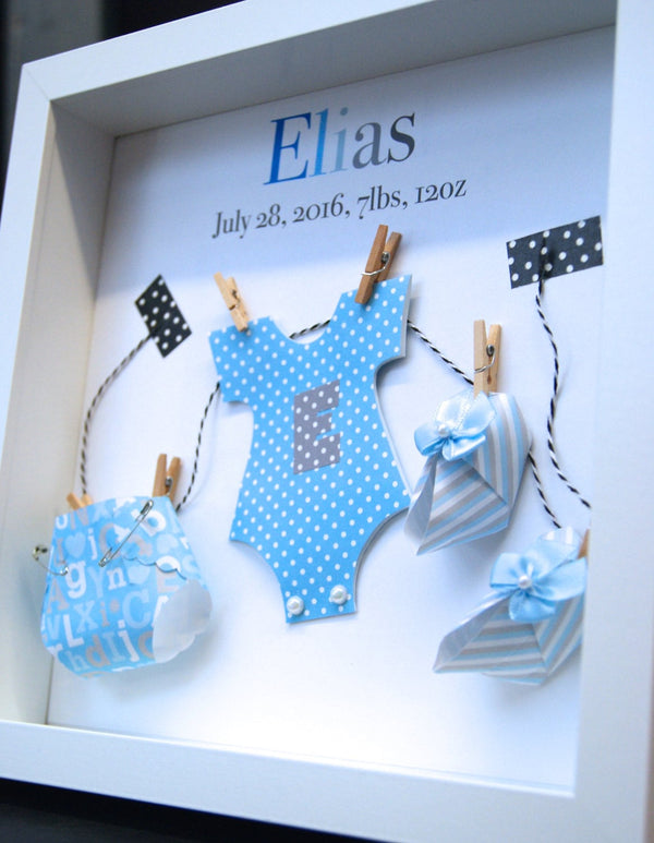 Personalized Baby Name Frame with Onesie, Diaper & Baby Booties – Paint ...