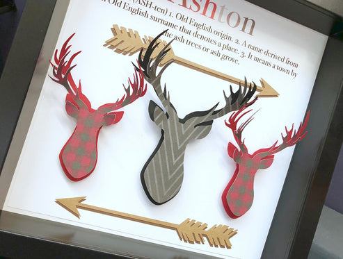 Baby Boy Name Frame with Rustic Theme of Deer Antlers & Arrows – Paint ...