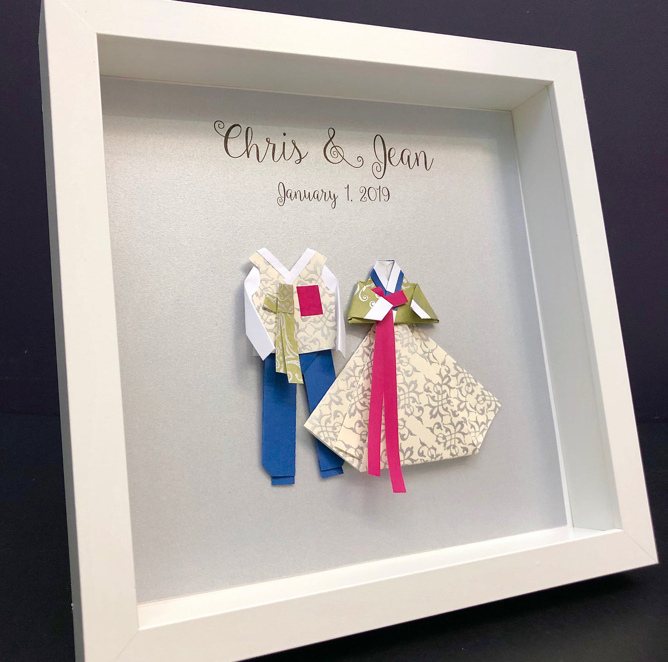Personalized Korean Hanbok Wedding, Anniversary Frame – Paint & Paper Craft