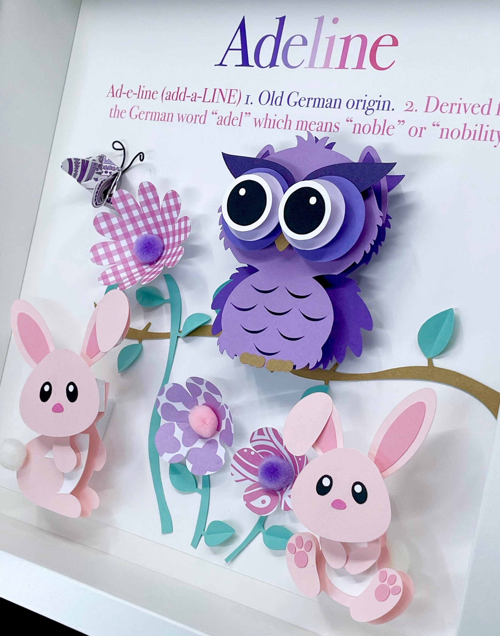 Personalized Baby Name Frame with Woodland Theme of Owls & Bunnies ...