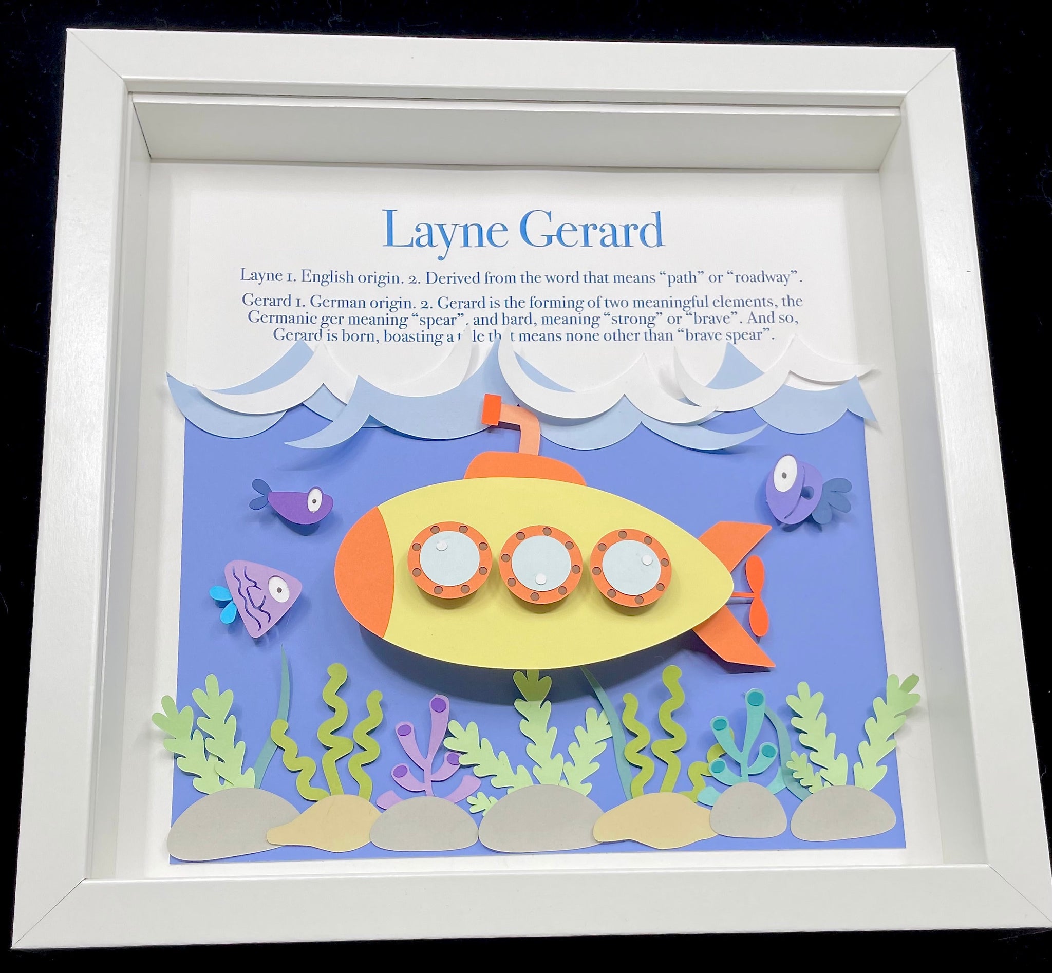 Personalized Baby Name Frame with Underwater Ocean & Yellow Submarine ...